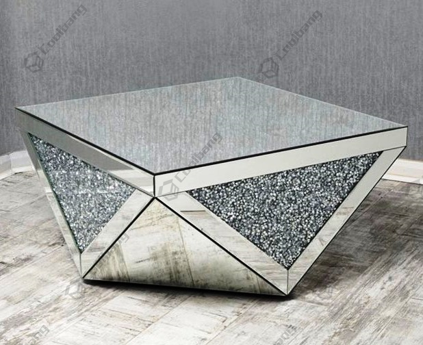 Modern luxury sparkle crushed glass diamond coffee table